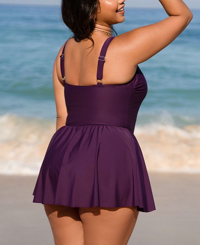 Cupshe Womens Dreamscapes Ruffled Plus Size Swim Dress Macys