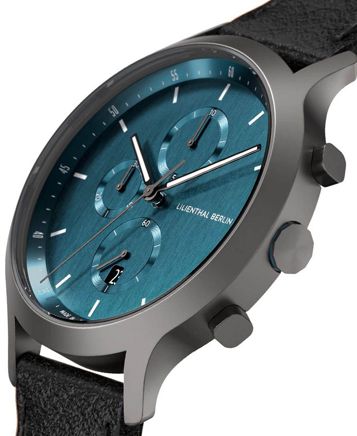 Lilienthal Berlin Men's Myth Chronograph Black Leather Watch 42mm - Macy's