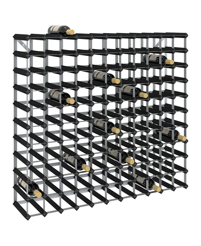 vidaXL Wine Rack for 120 Bottles Black Solid Pine Wood - Macy's