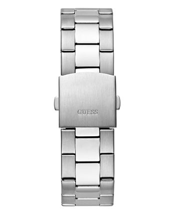 GUESS Men's Multi-Function Silver-Tone Stainless Steel Watch 44mm - Macy's