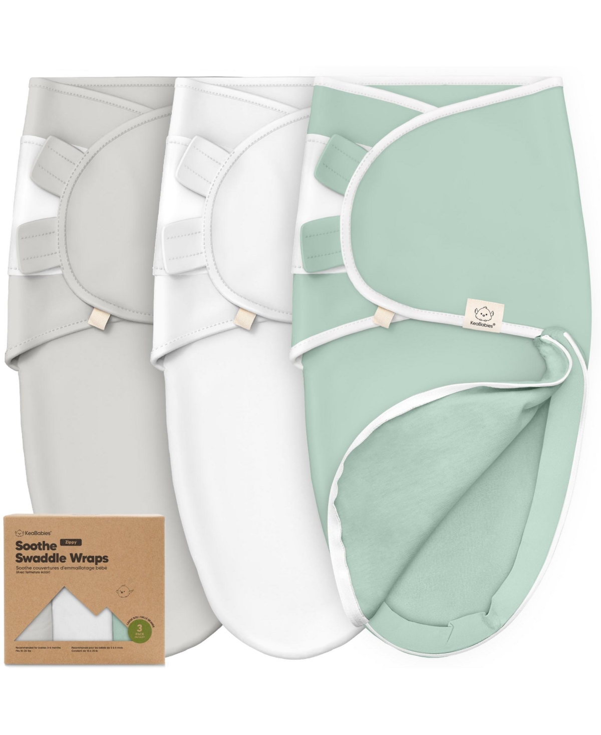 Click here for KeaBabies 3pk Soothe Zippy Baby Swaddles 0-6 Month... prices