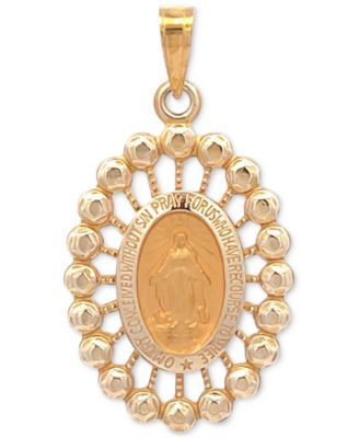 Miraculous Beaded Edge Medallion Pendant in 14k Gold, Created for Macy ...