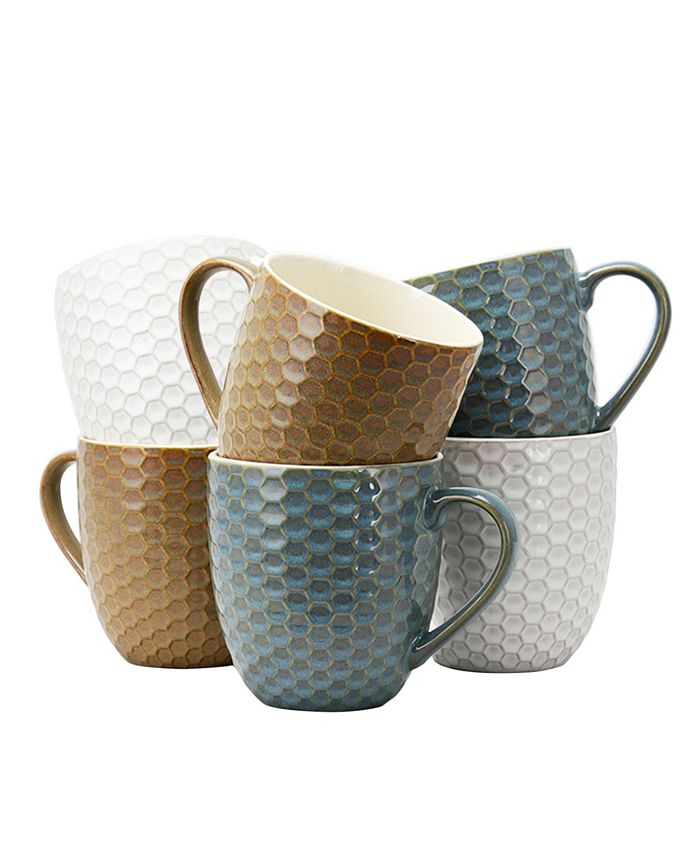 Elama Honeysuckle 6 Piece 15 Ounce Mug Set, Assorted Colors - Macy's