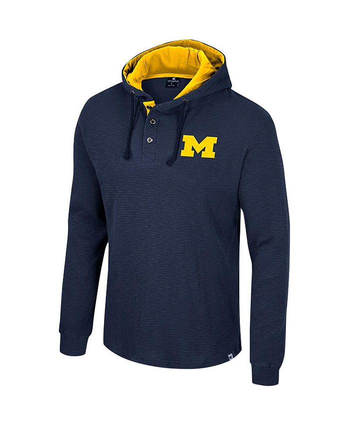 Colosseum Men's Navy Michigan Wolverines Affirmative Thermal Hoodie Long Sleeve T-shirt - Macy's