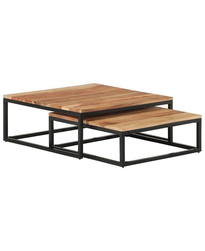 vidaXL Nesting Coffee Tables 2 pcs Solid Acacia Wood - Macy's