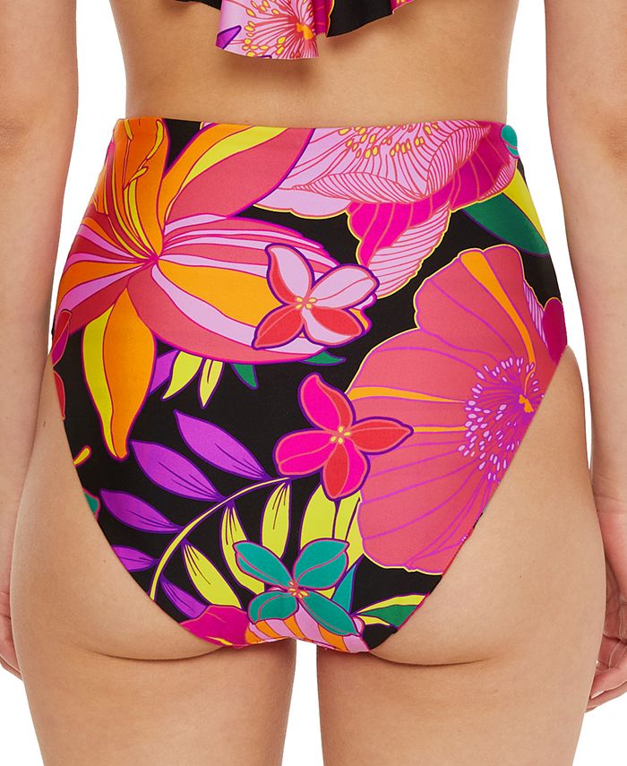 Trina Turk Womens Solar Floral Reversible Ultra High Waist Bikini