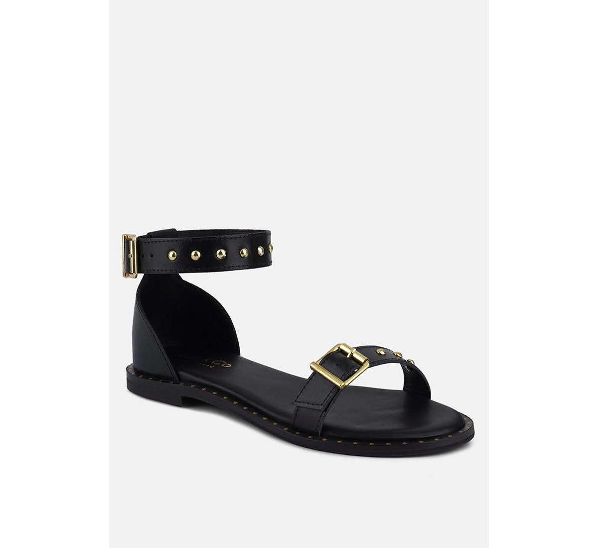Click here for Rosemary Buckle Straps Women Flat Sandals - Black prices
