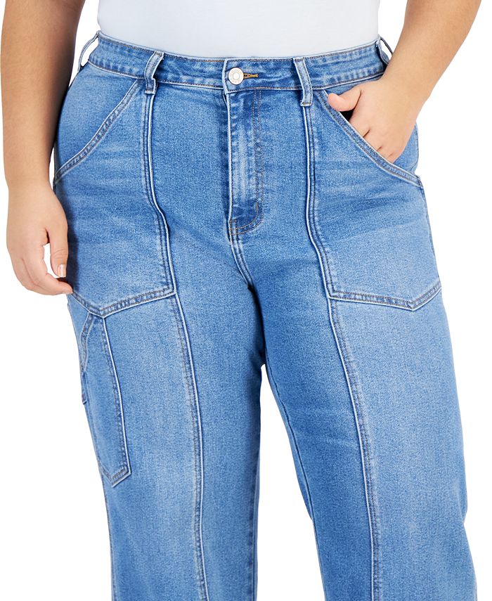 Gogo Jeans Trendy Plus Size Front Seam Straight-Leg Jeans - Macy's