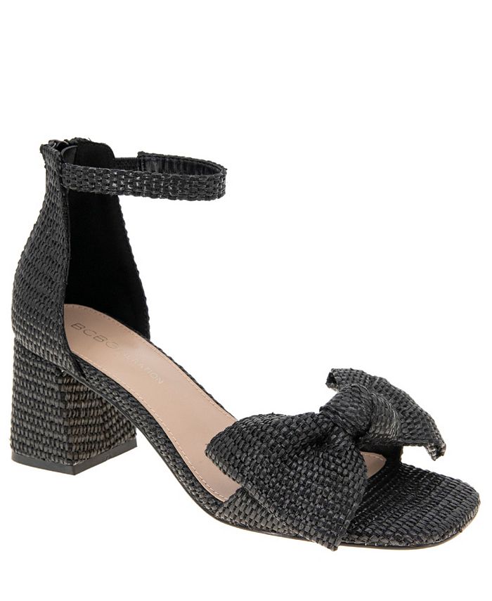 BCBGeneration Women's Dappel Raffia Block Heel Sandals - Macy's