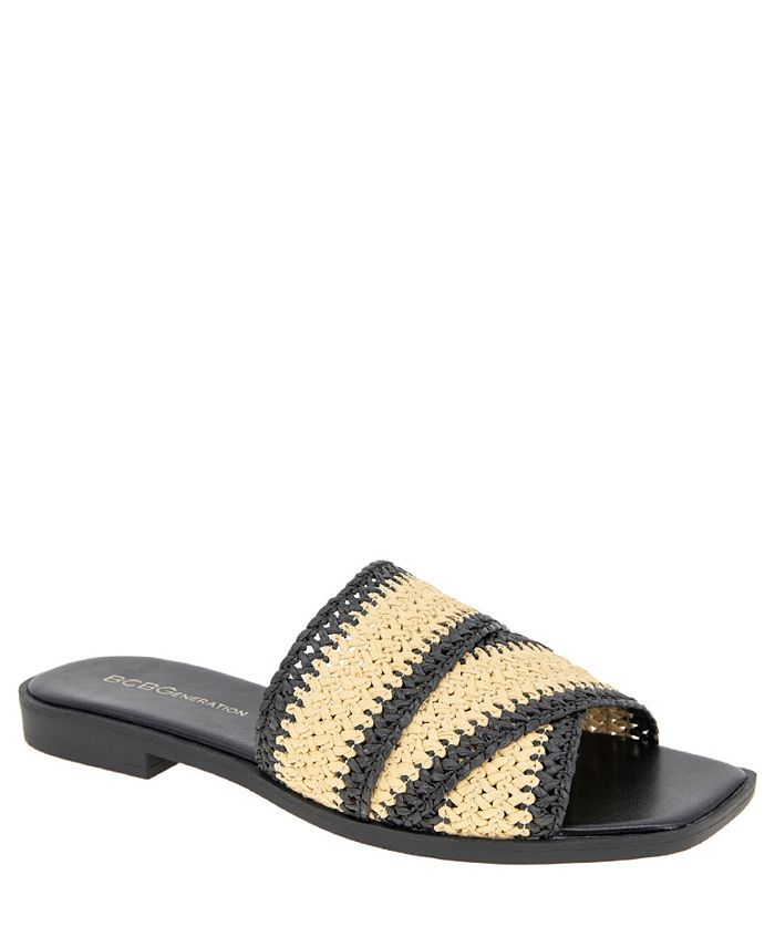 BCBGeneration Women's Lileen Slip-On Woven Raffia Flat Sandals - Macy's