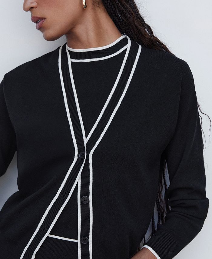 MANGO Women's Contrast Detail Knitted Cardigan - Macy's