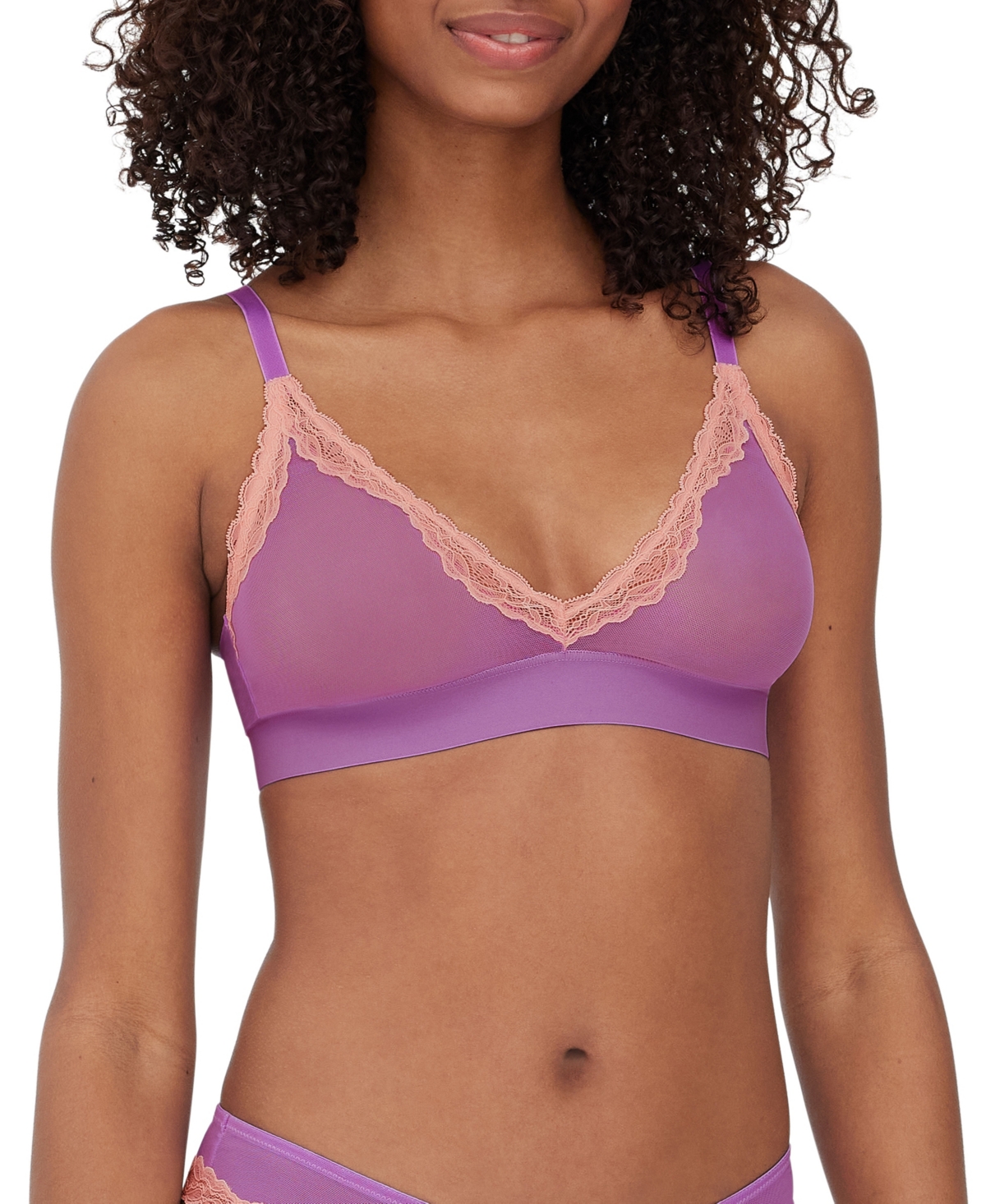 Click here for Womens Passion Mesh Unlined Underwire Bra - Purple... prices