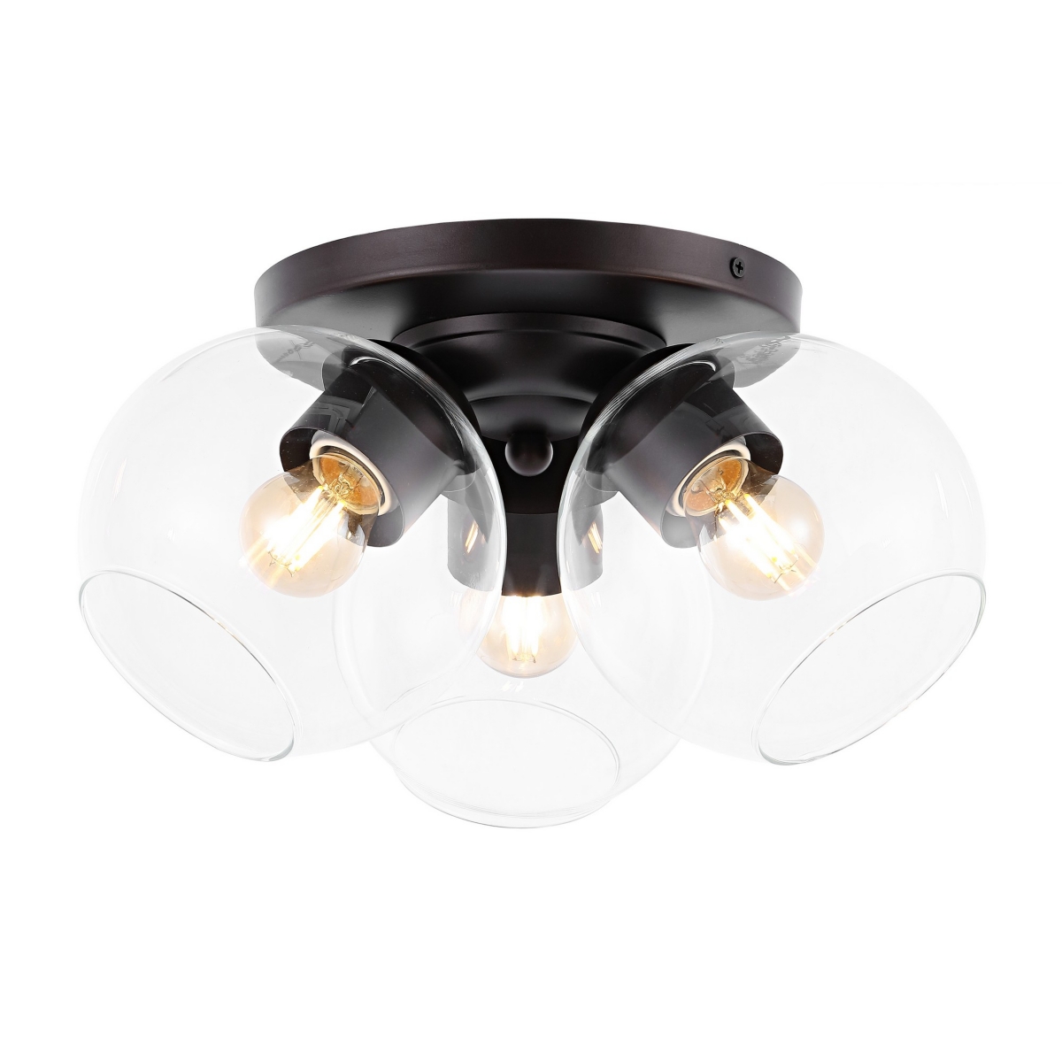 Click here for Iris Farmhouse Rustic Iron/Glass Led Semi Flush Mo... prices