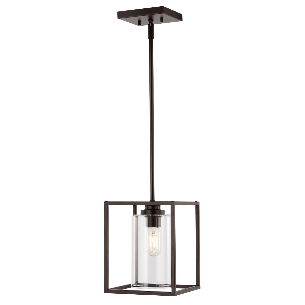 Click here for Quinn Industrial Farmhouse Iron/Glass Led Pendant... prices