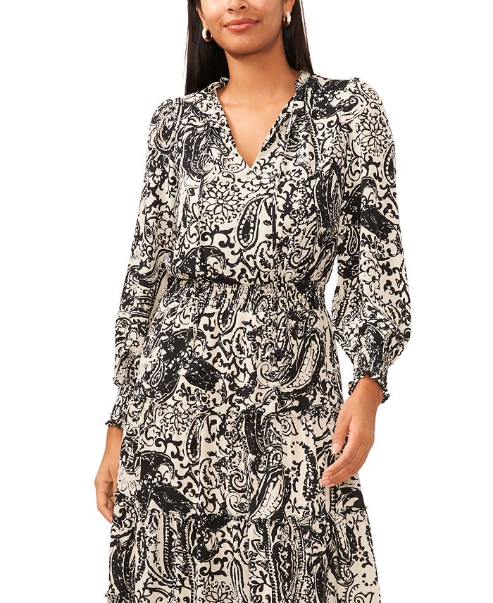 MSK Women's Paisley-Print Tiered Maxi Dress - Macy's