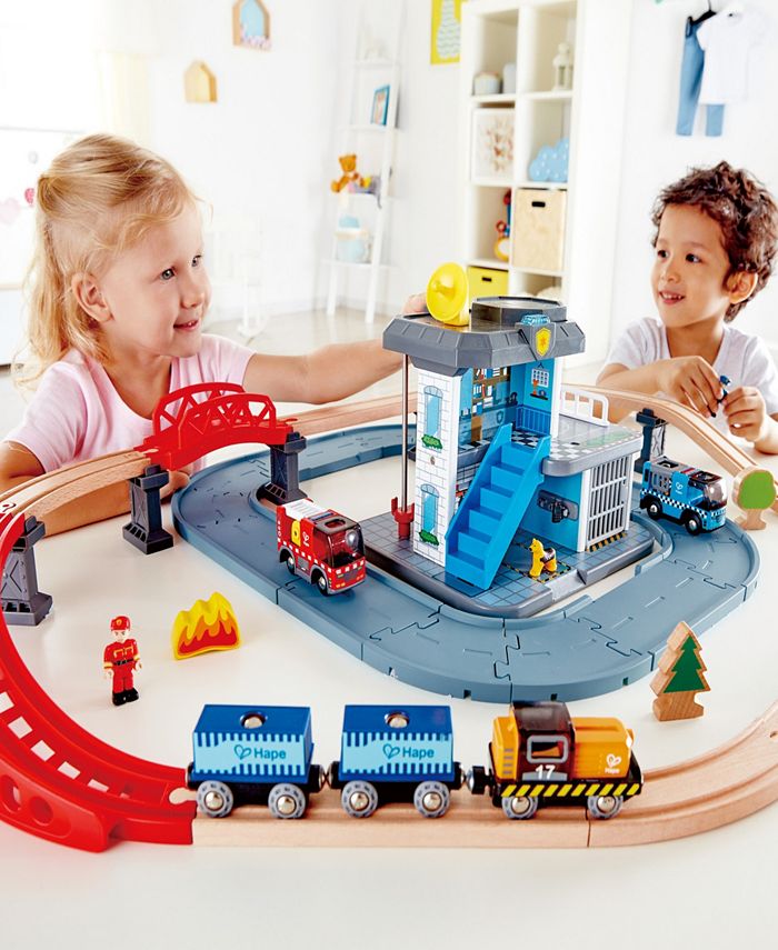 Hape Emergency Services HQ Wooden Train Set - Macy's