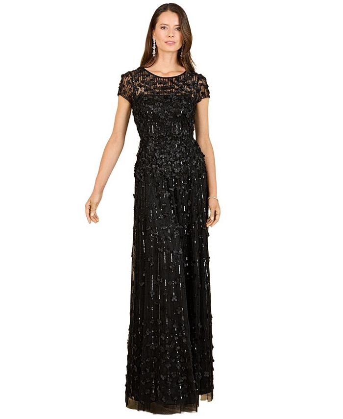 Lara Women's 3D Floral Embellished Cap Sleeve Gown - Macy's