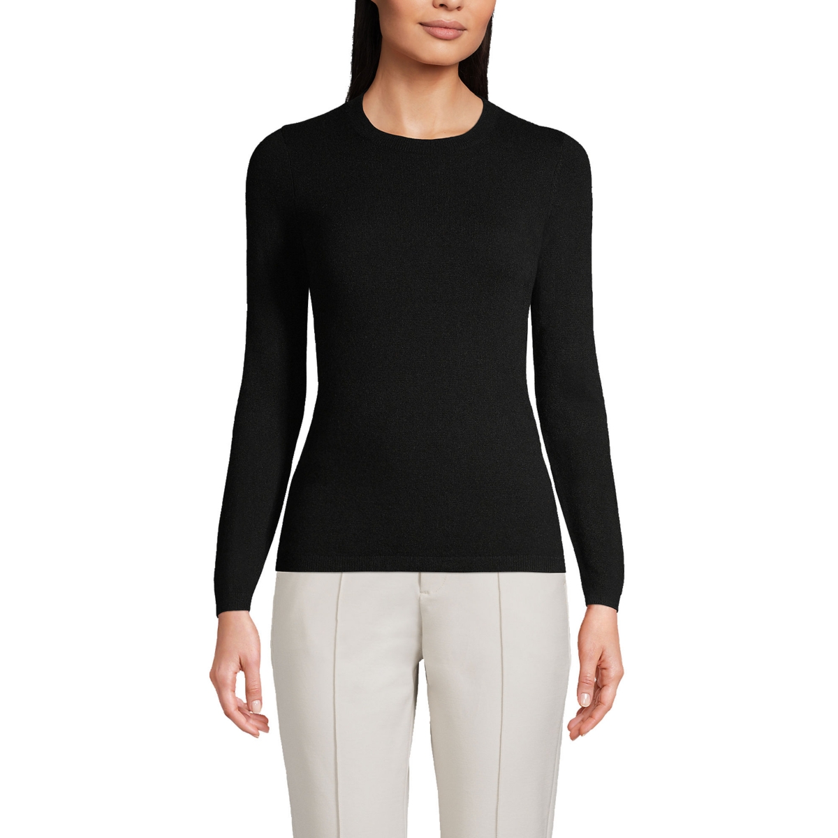 Click here for Lands End Womens Petite Cashmere Sweater - Black prices