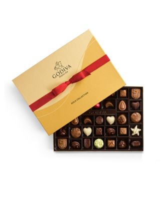 Godiva Assorted Chocolate Gold Gift Box, Red Ribbon, 36 Piece - Macy's