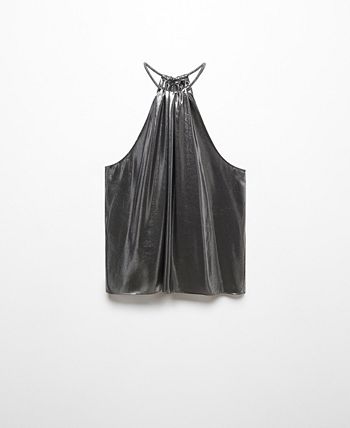 MANGO Women's Metallic Halter Top - Macy's
