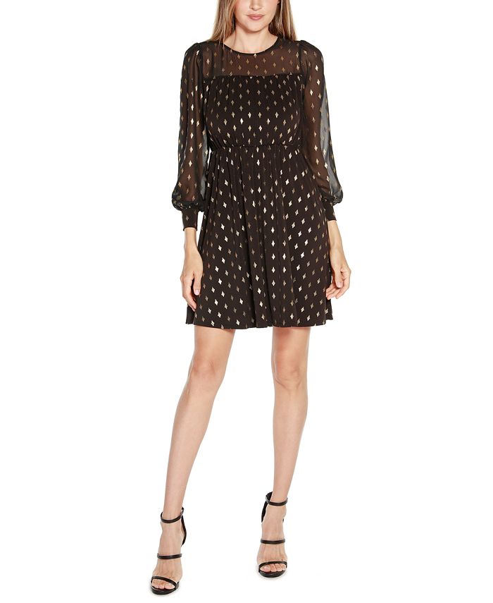 Belldini Black Label Women's Foil Printed A-Line Dress - Macy's