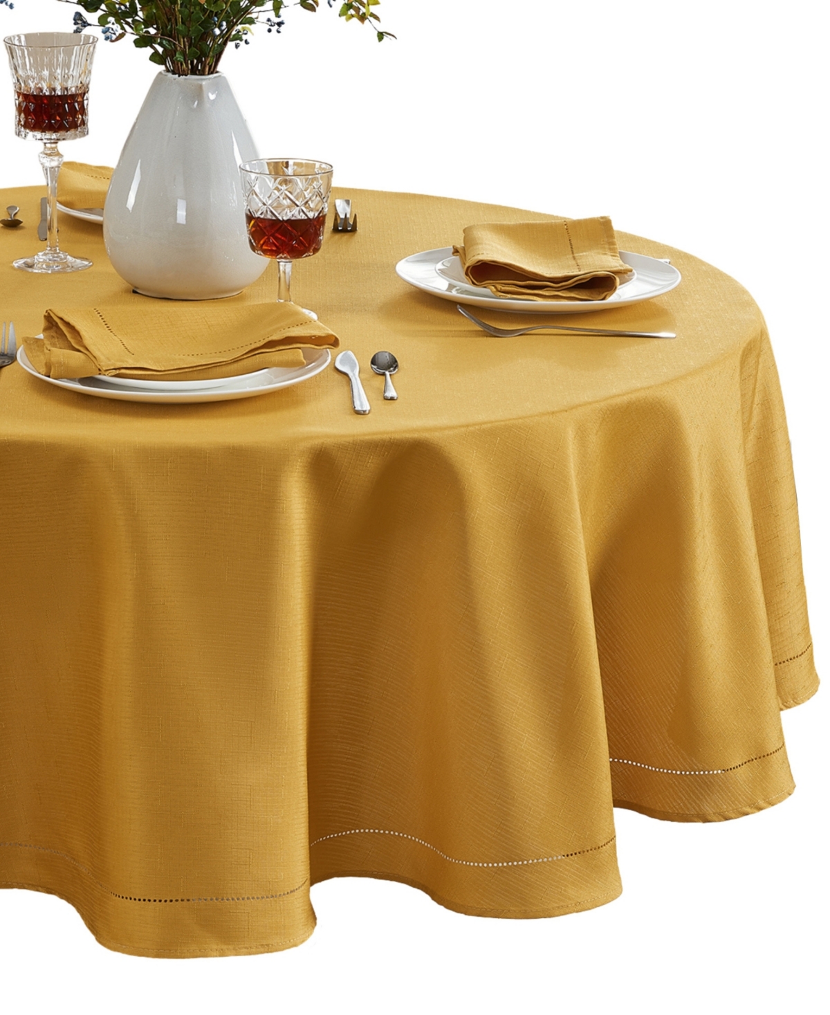 Elrene Alison Hemstitch Border Fabric Tablecloth, 70