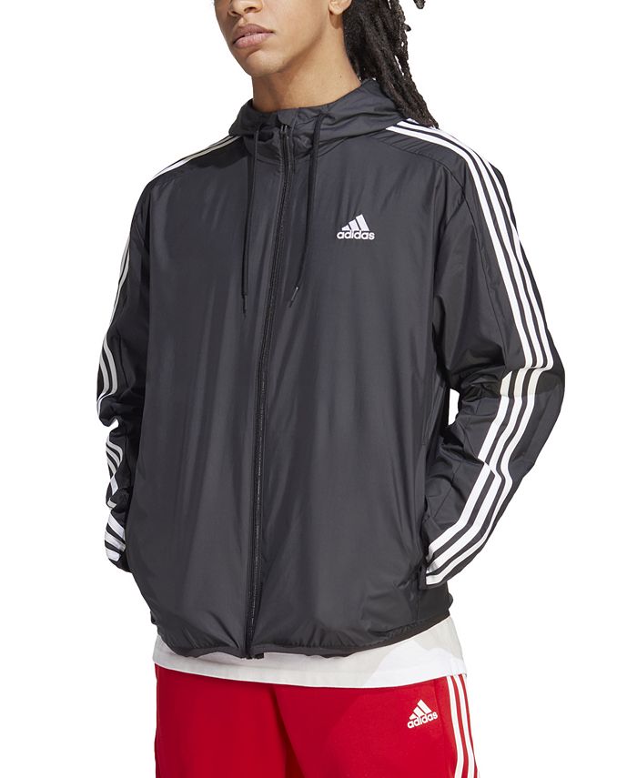 adidas Men's Essentials Woven Three-Stripes Logo Windbreaker - Macy's