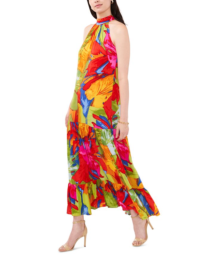MSK Women's Printed Halter Maxi Dress - Macy's