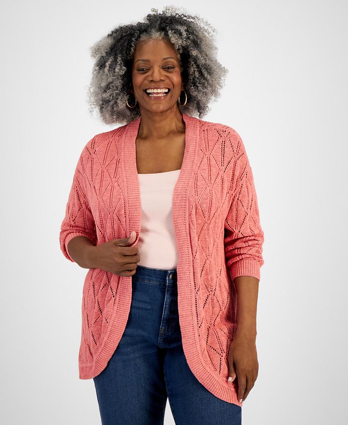Style & Co Plus Size Open-Front Pointelle Cardigan, Created for Macy's ...