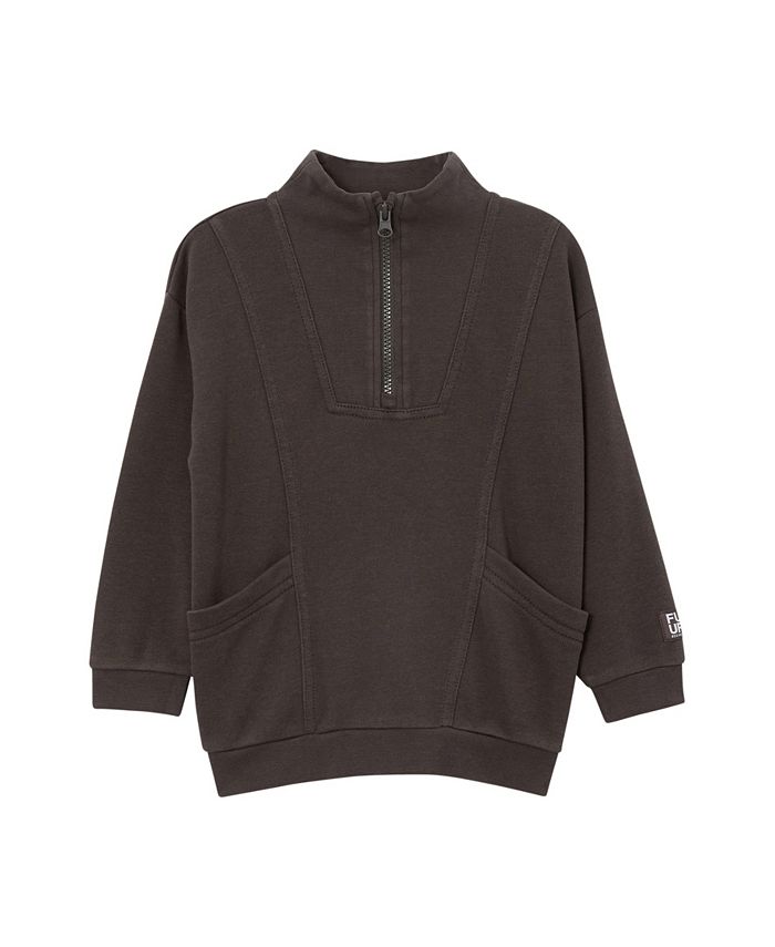 COTTON ON Toddler Boys Connor Spliced Zip Crew Neck Sweatshirt - Macy's