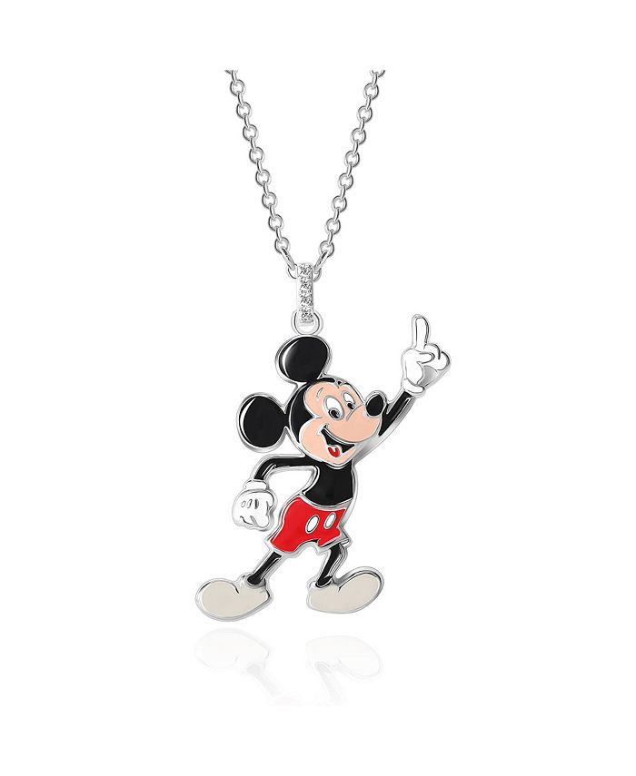 Disney 100 Mickey Mouse Silver Plated 3D Pendant Necklace - 18'' Chain ...