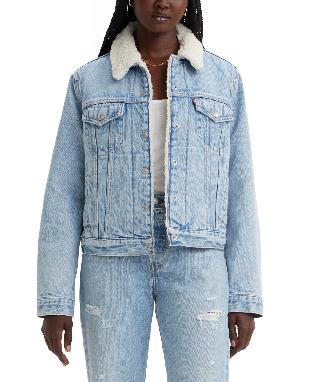 Click here for Levis Womens Original Denim Trucker with Sherpa Li... prices