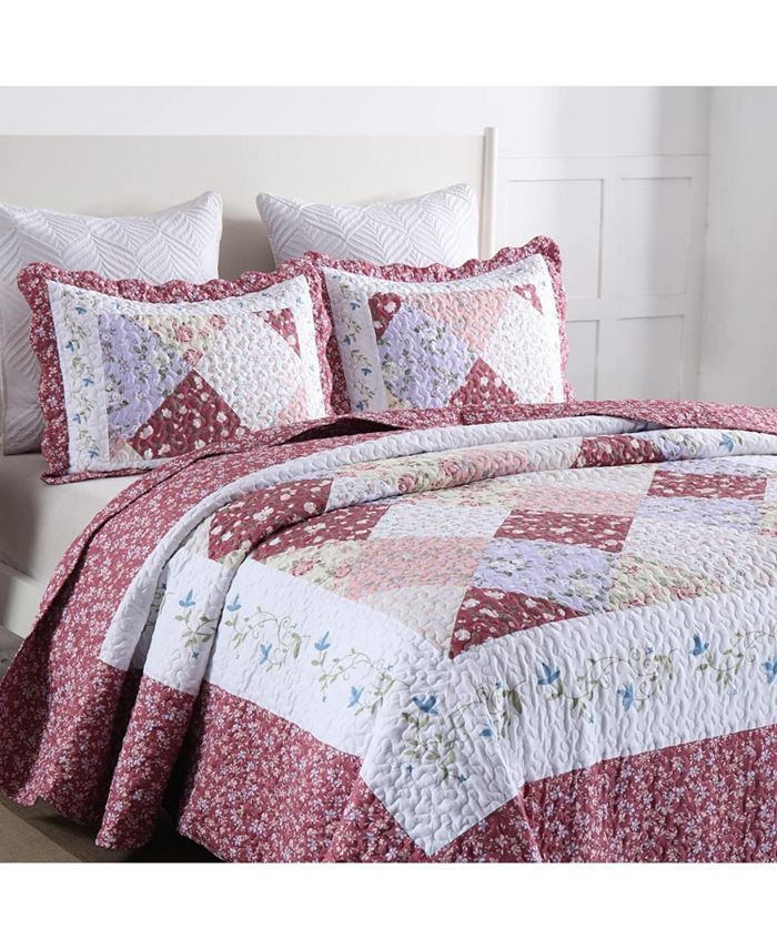 MarCielo 3 Piece Printed Quilt Set Bedspread Set B028 - Queen - Macy's