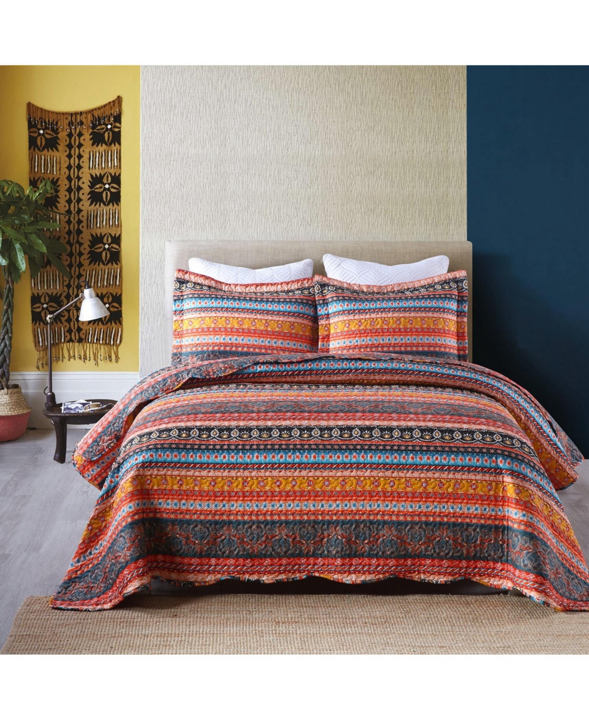 Click here for MarCielo 3 Pcs Bohemian Quilt Bedspread Set Boho B... prices