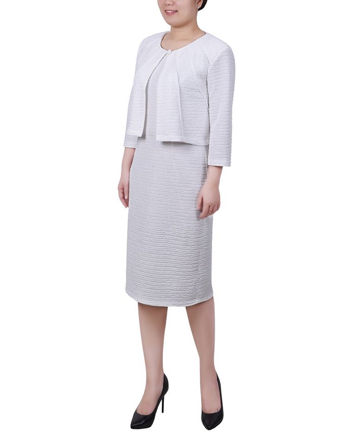 NY Collection Petite Two Piece Jacket and Dress Set - Macy's