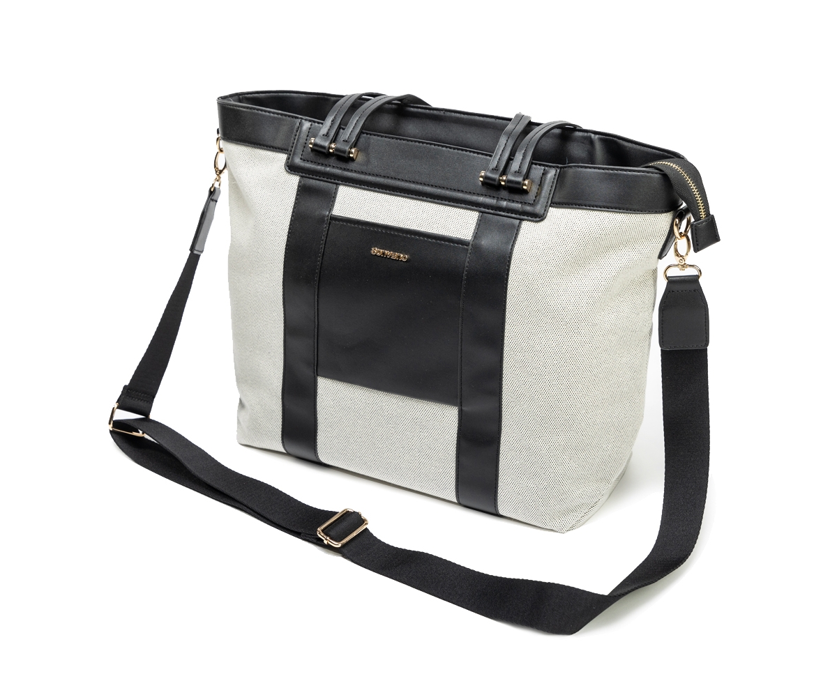 Click here for Sunveno Large Canvas Diaper Tote Bag - Black/Beige prices