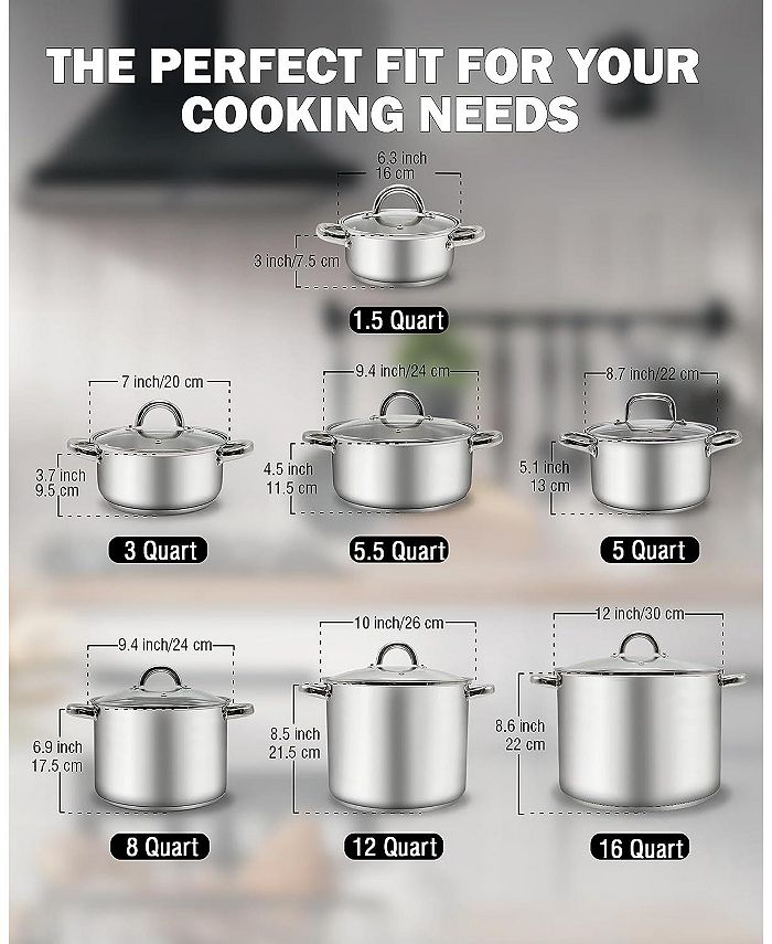 Cook N Home Stockpot with Lid, Basics Stainless Steel Soup Pot, 16 ...