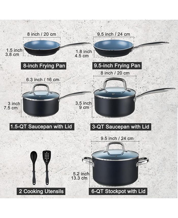 Cook N Home 10-Piece Heavy Gauge Ceramic Coating Nonstick Kitchen ...