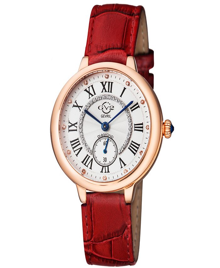 GV2 by Gevril Women's Rome Red Leather Watch 36mm - Macy's