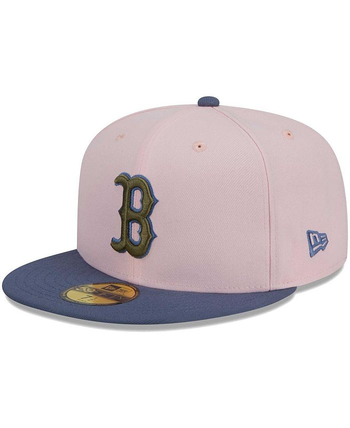 New Era Men's Pink, Blue Boston Red Sox Olive Undervisor 59FIFTY Fitted ...