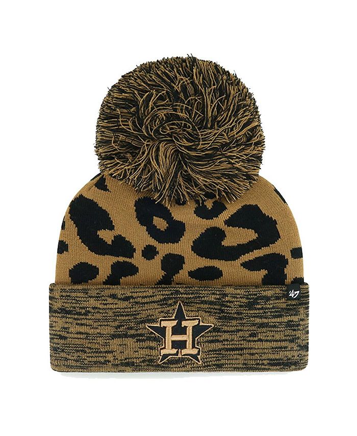 '47 Brand Women's Houston Astros Leopard Rosette Cuffed Knit Hat with ...