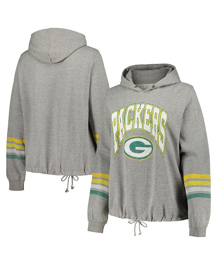 '47 Brand Women's Heather Gray Distressed Green Bay Packers Plus Size Upland Bennett Pullover ...
