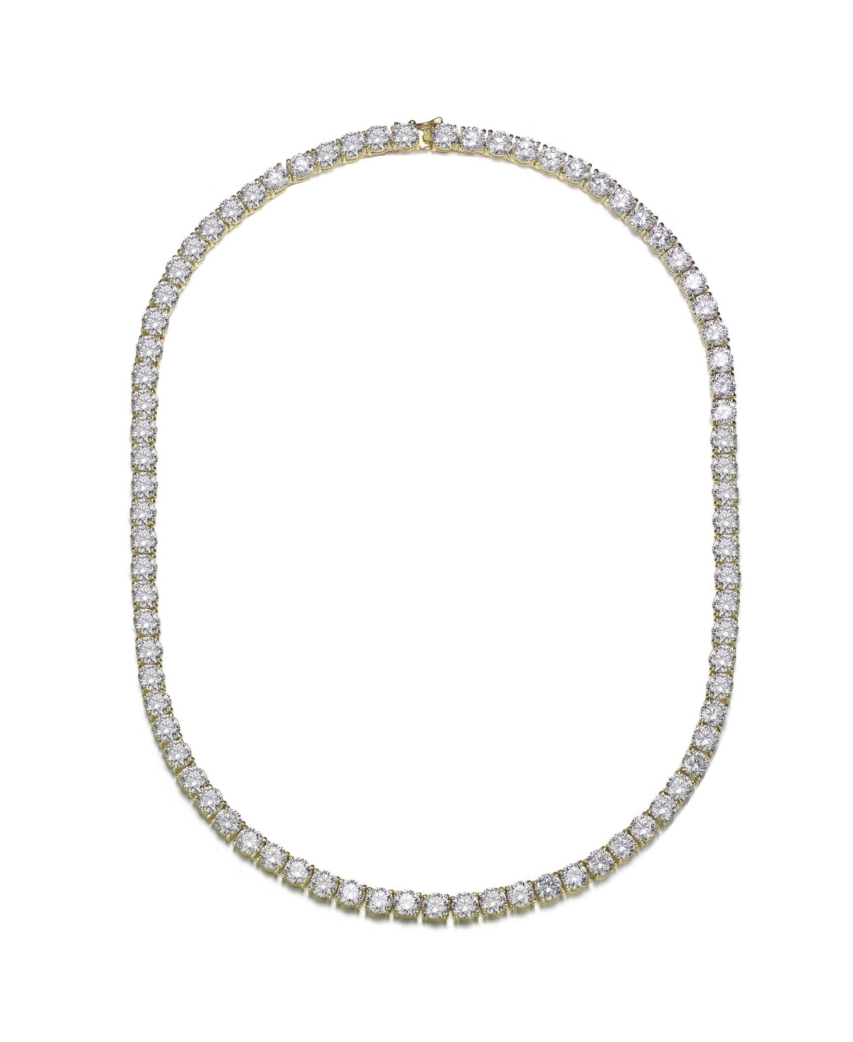 Classic 4mm Clear Round Cubic Zirconia Tennis Necklace - Gold