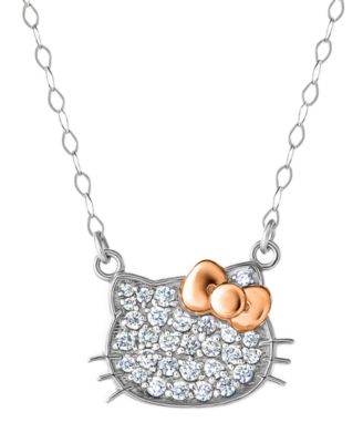 Hello Kitty Diamond Pavé Cluster Pendant Necklace (1/6 ct. t.w.) in 10k ...