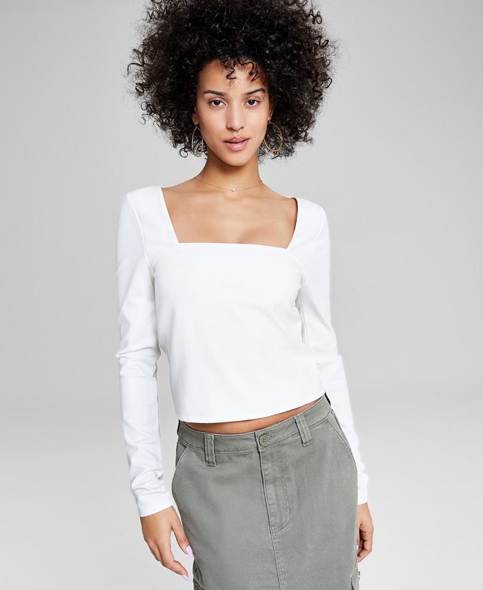 And Now This Women's Square-Neck Long-Sleeve Top, Created for Macy's ...