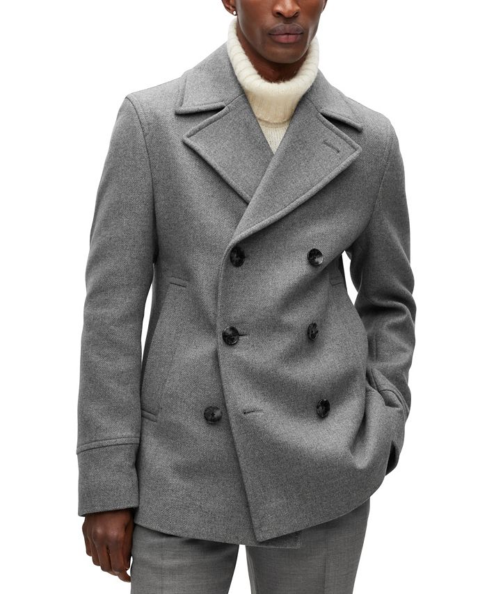 Hugo Boss Men's Double-Breasted Closure Slim-Fit Coat - Macy's