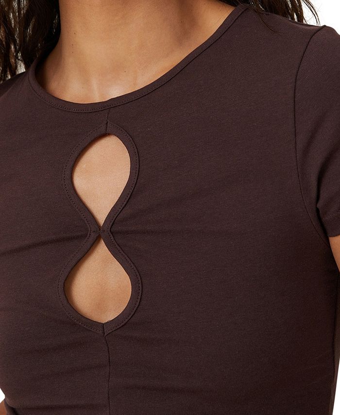 COTTON ON Women's Bailey Keyhole Short Sleeve Top - Macy's