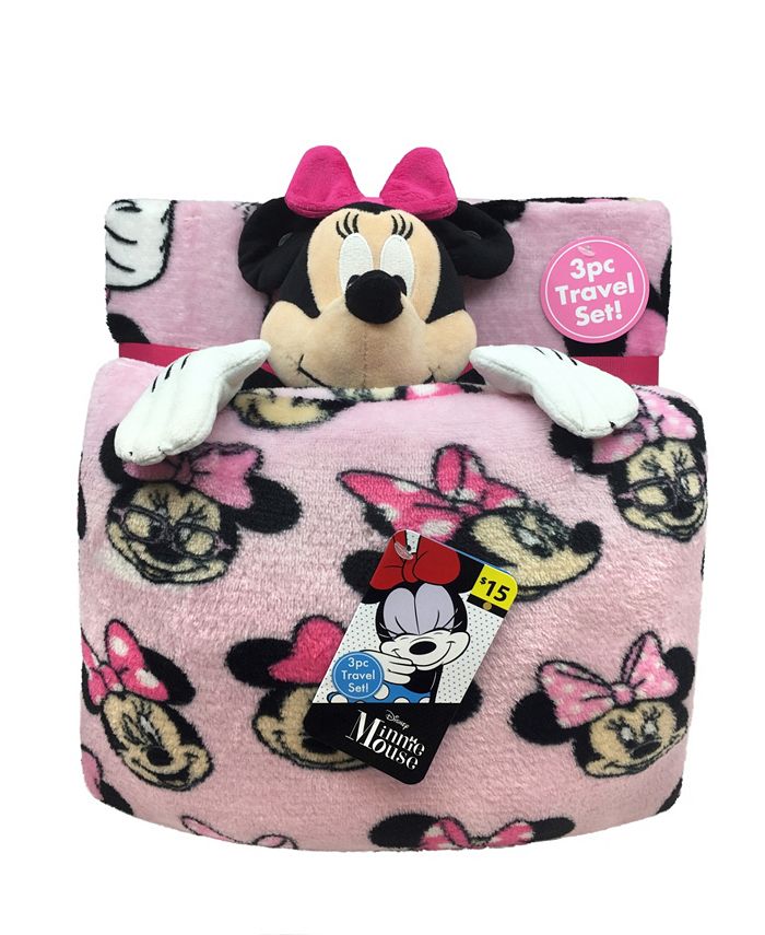 Disney Minnie Mouse 3-Pc. Travel Throw, Pillow, & Pillow Buddy Set - Macy's