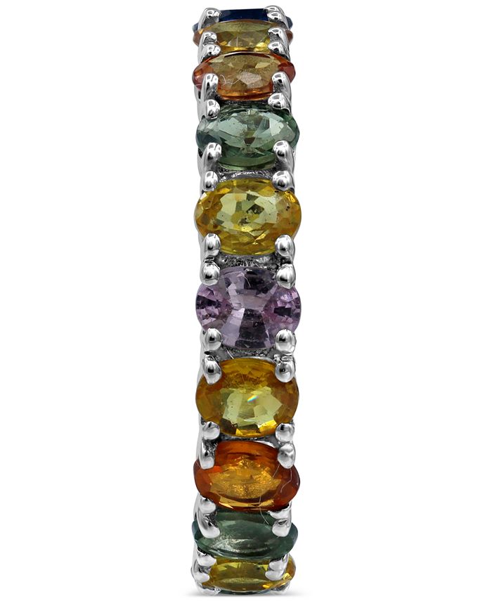 Macy's Multi-Sapphire Eternity Band (5 ct. t.w.) in Sterling Silver ...