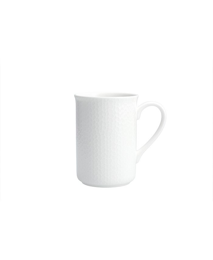 Fortessa Amanda White Embossed Mugs, Set of 4 - Macy's